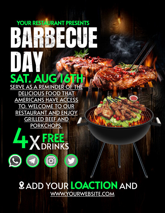 Black Professional Barbecue Day Flyer (us Let Template | PosterMyWall