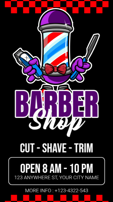 Black Professional Barber Shop Instagram Story Template | PosterMyWall