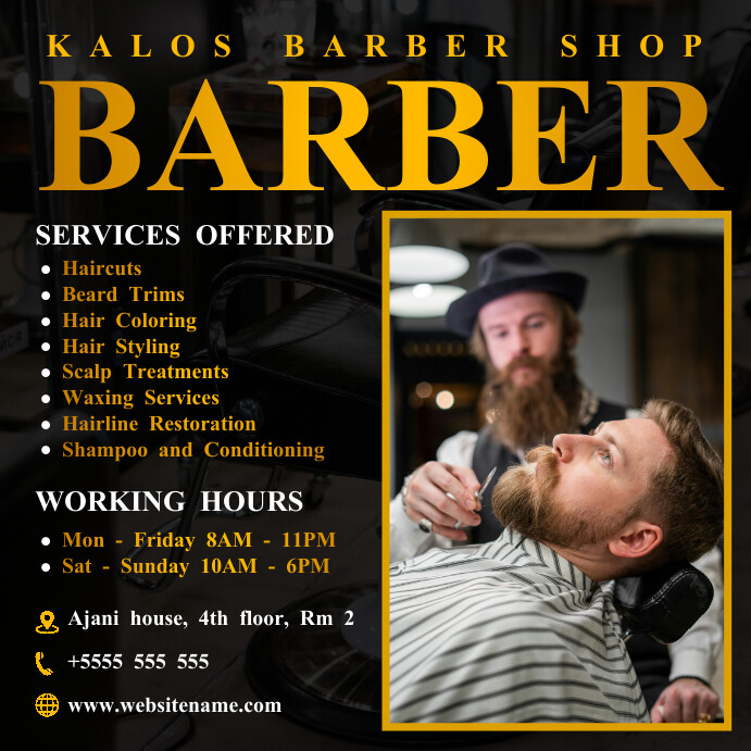 Black Professional Barber Shop Services Insta Template | PosterMyWall