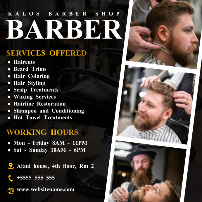 Copy of Black Professional Barber Shop Services Insta | PosterMyWall
