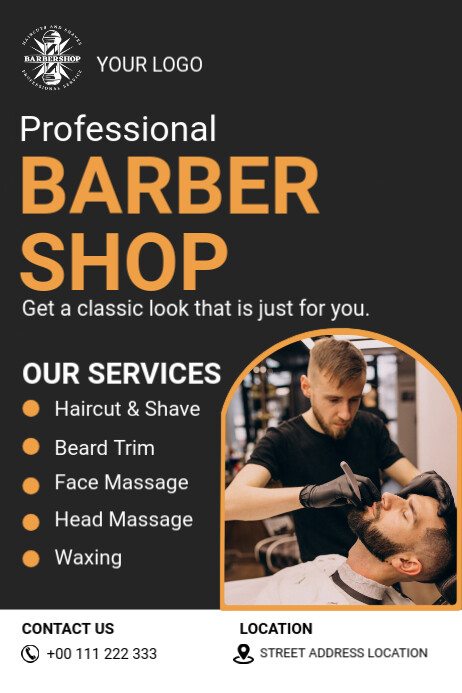 Black Professional Barber Template Poster | PosterMyWall