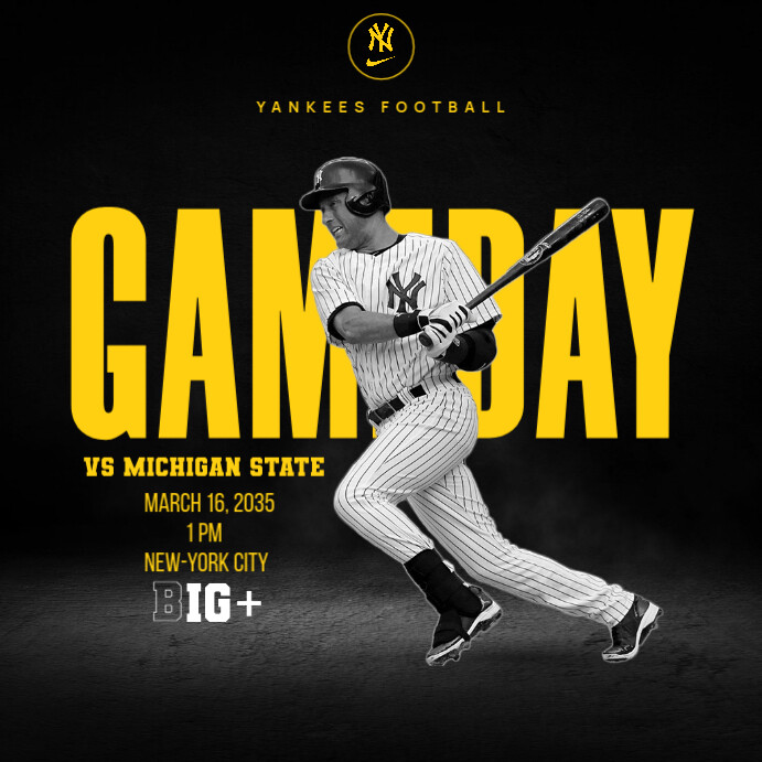 Plantilla de Black Professional Baseball Gameday Instagram Post ...