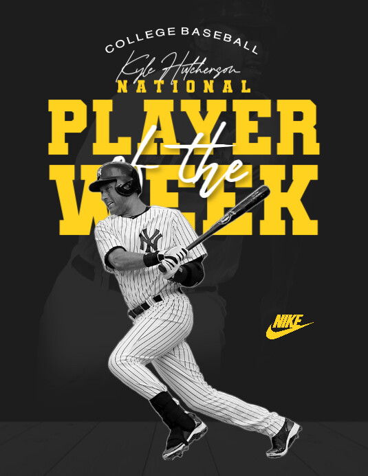 Copy of Black Professional Baseball Player Of The Week Flyer (us Letter ...
