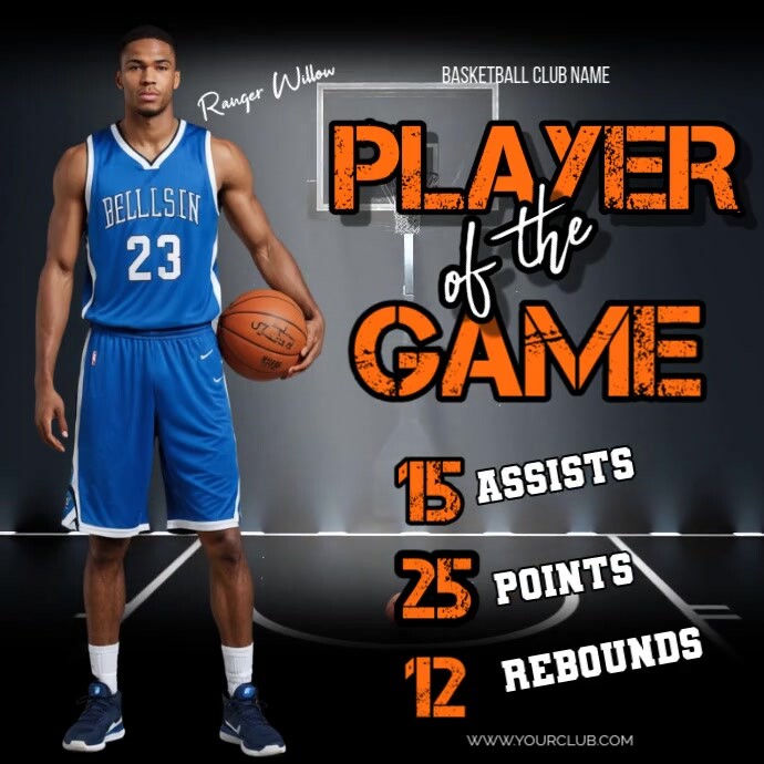 Black Professional Basketball Ball Player Of The Game Instagram Post ...
