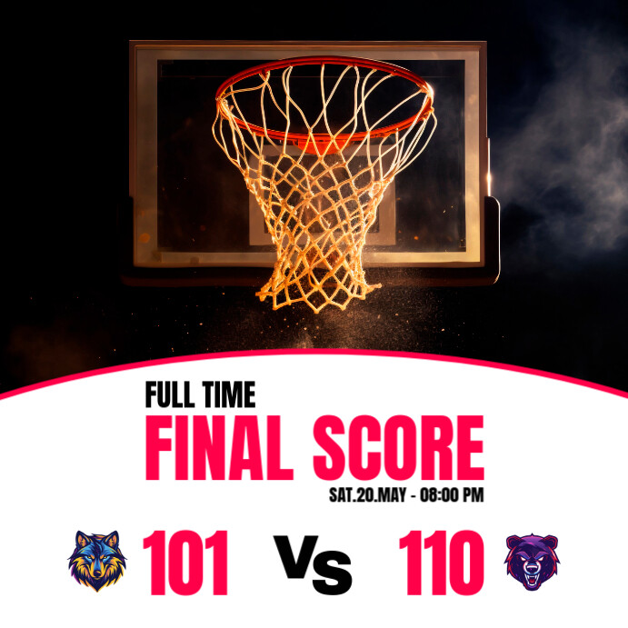 Black Professional Basketball Final Score Instagram Post Template ...