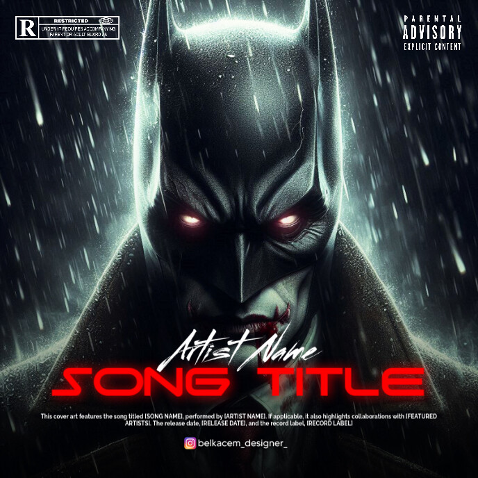 Black Professional Batman Album Cover Template | PosterMyWall
