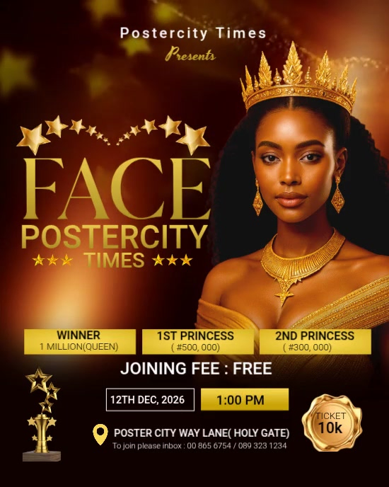 Black Professional Beauty Pageant Flyer Template Instagram Portrait ...