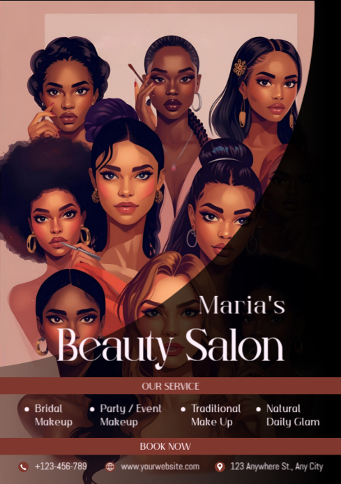 Black Professional Beauty Salon And Makeup Studio Ad Flyer A4 Template ...