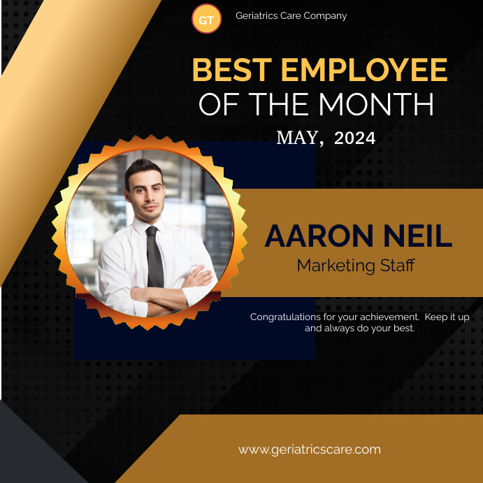 Black Professional Best Employee Of The Month Template | PosterMyWall