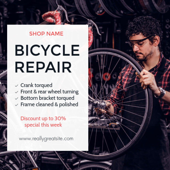 Copy of Black Professional Bicycle Repair Services Instagram Post ...
