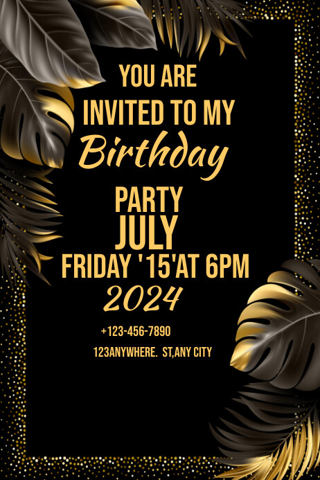 Black Professional Birthday Invitation Poste Template | PosterMyWall