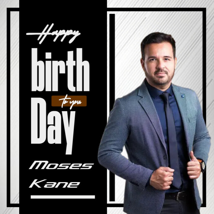 Black Professional Birthday Template Square | PosterMyWall