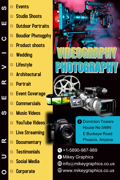 Black Professional Black White Yellow Blue Vi Template | PosterMyWall