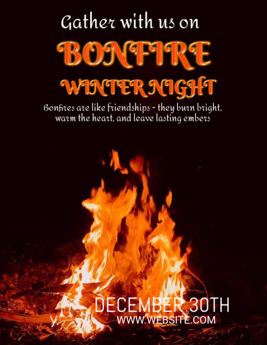 Black Professional Bonfire Winter Night Flyer (us Letter) Template ...