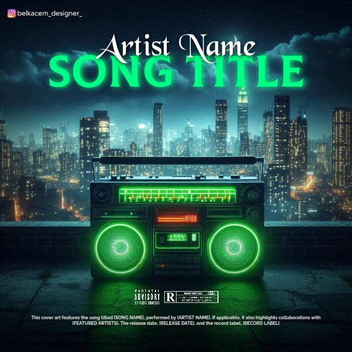 Black Professional Boom Box Album Cover Template | PosterMyWall