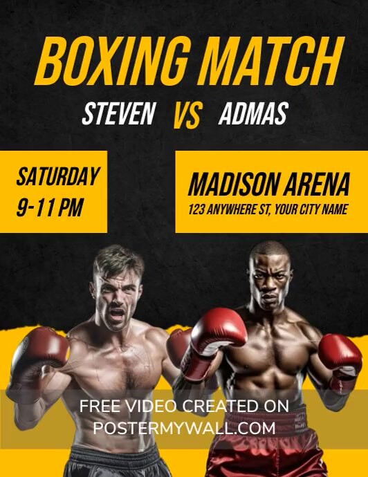 Black Professional Boxing Match Flyer (us Let Template | PosterMyWall
