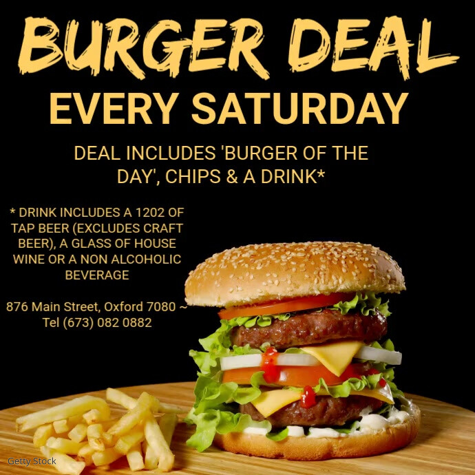 Black Professional Burger Deal Instagram Post Template | PosterMyWall