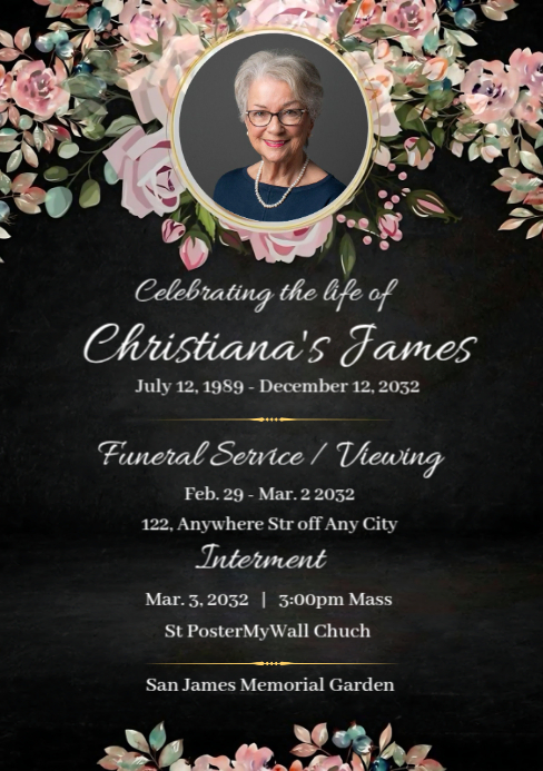 Black Professional Burial Flyer Template A5 | PosterMyWall