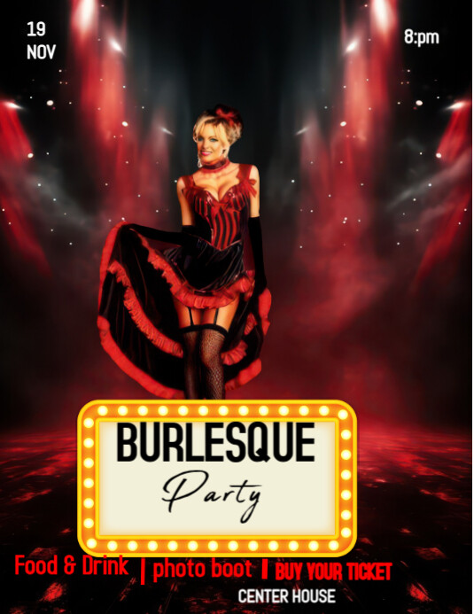 Plantilla de Black Professional Burlesque Poster, Burlesque Flyer ...