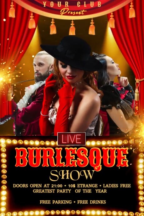 Black Professional Burlesque Show 2024 Poster Template | PosterMyWall