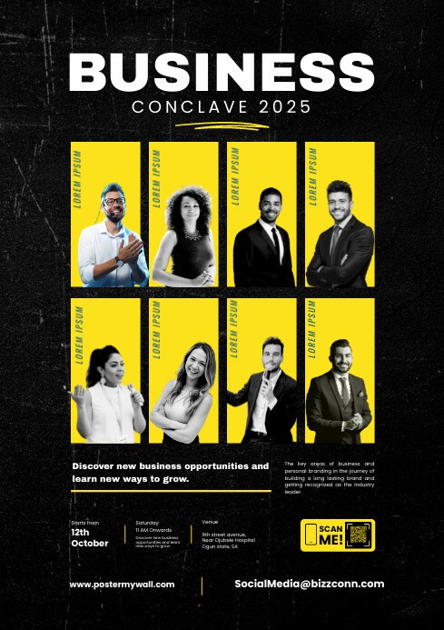 Modèle Black Professional Business Conference A4 | PosterMyWall