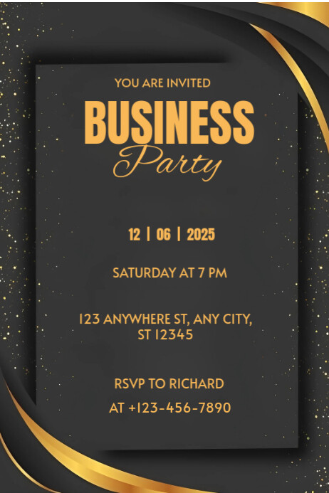 Black Professional Business Party Invitation Flyer Poster Template ...