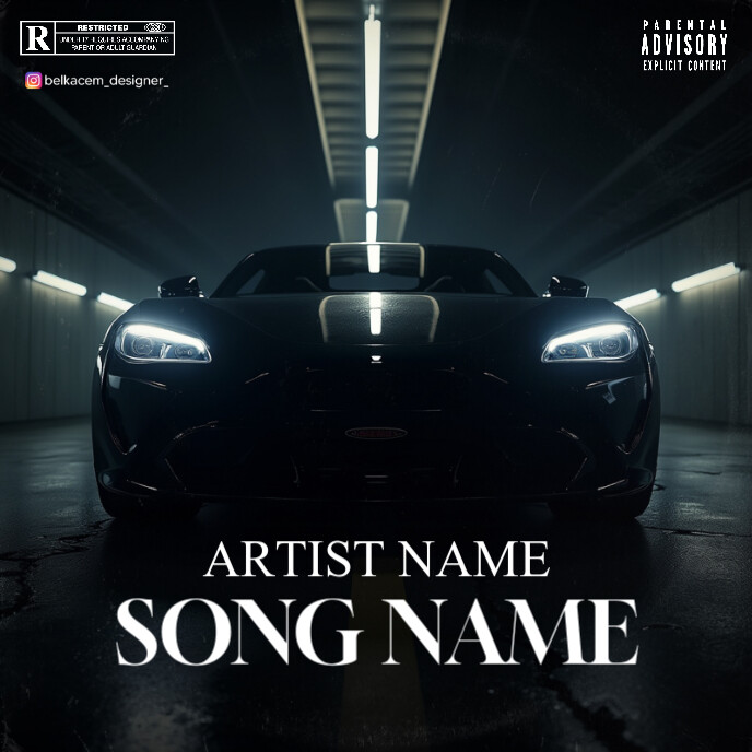 Black Professional Car Light Ferrari Album Cover Template | PosterMyWall