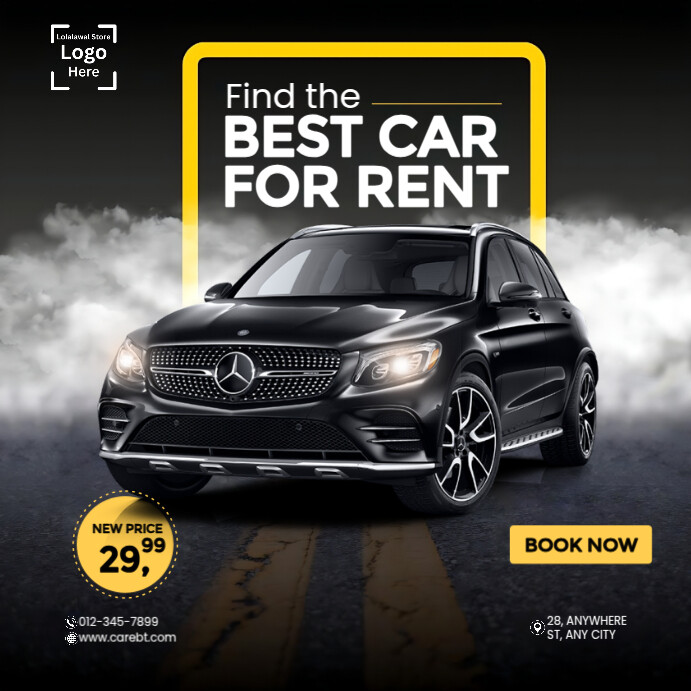 Black Professional Car Rental Flyer Instagram Post Template | PosterMyWall