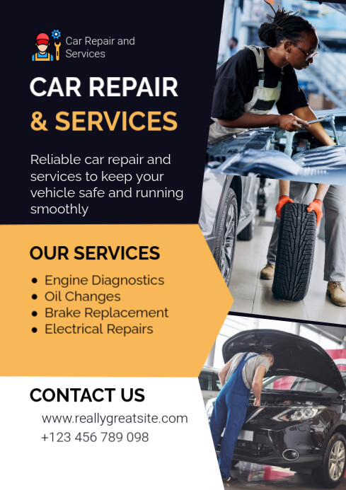 Copy of Black Professional Car Repair A4 | PosterMyWall