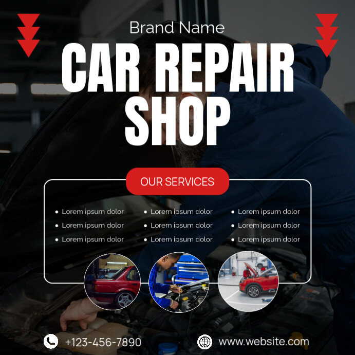 Black Professional Car Repair Shop Ads Instagram Post Template ...