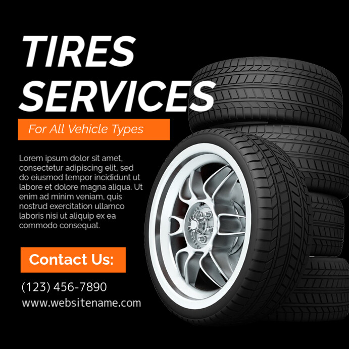Black Professional Car Tires Services Instagram Post Template ...