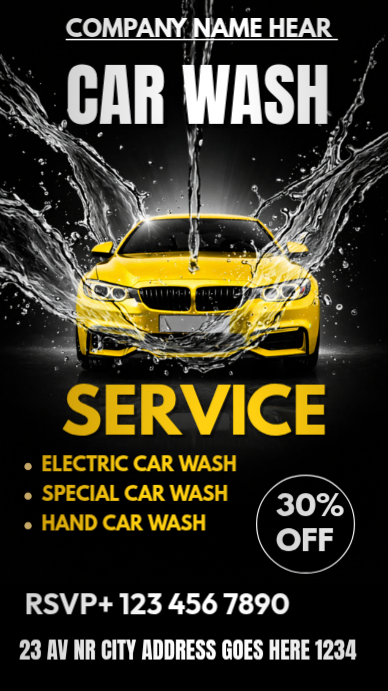 Black Professional Car Wash Service Instagram Story Template | PosterMyWall