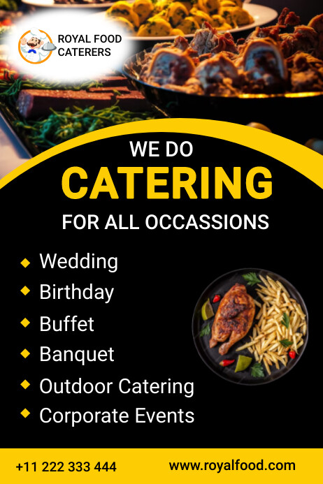 Black Professional Catering Flyer Poster Template | PosterMyWall