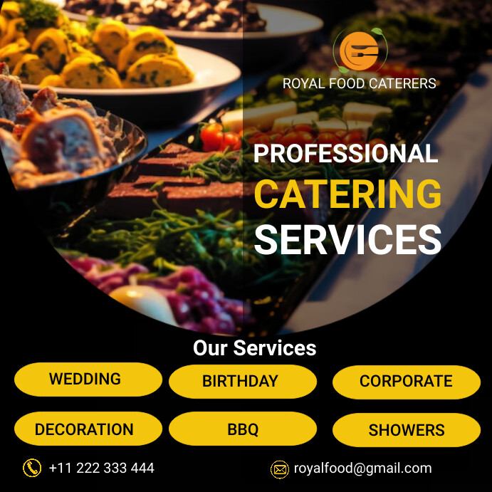 Plantilla de Black Professional Catering Poster Instagram | PosterMyWall