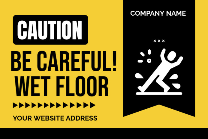 Black Professional Caution Wet Floor Area Label Template | PosterMyWall