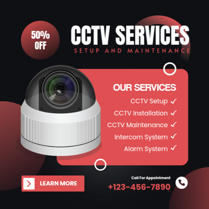 Black Professional Cctv Monitoring Service Instagram Post Template ...
