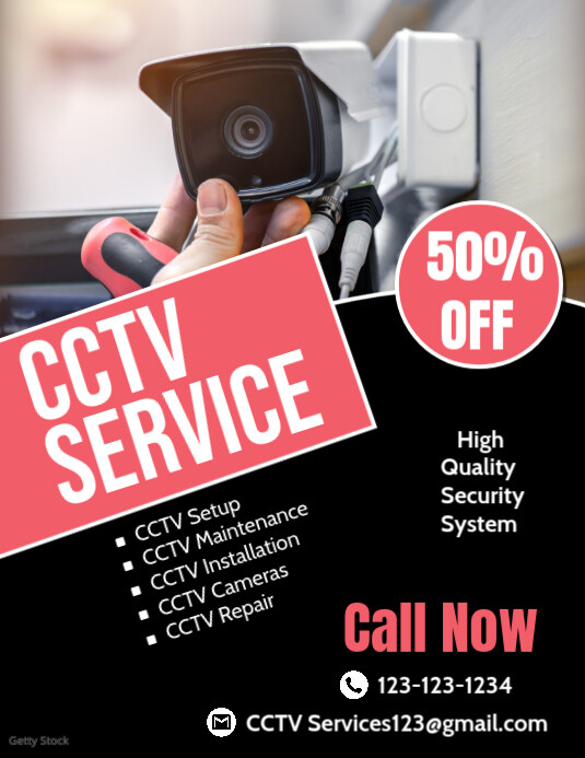 Copy of Black Professional Cctv Service Flyer (us Letter) | PosterMyWall