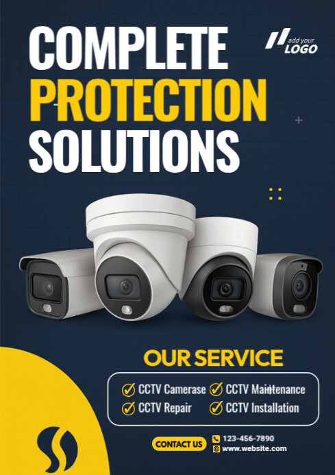 Black Professional Cctv Solutions Ad A4 Template | PosterMyWall