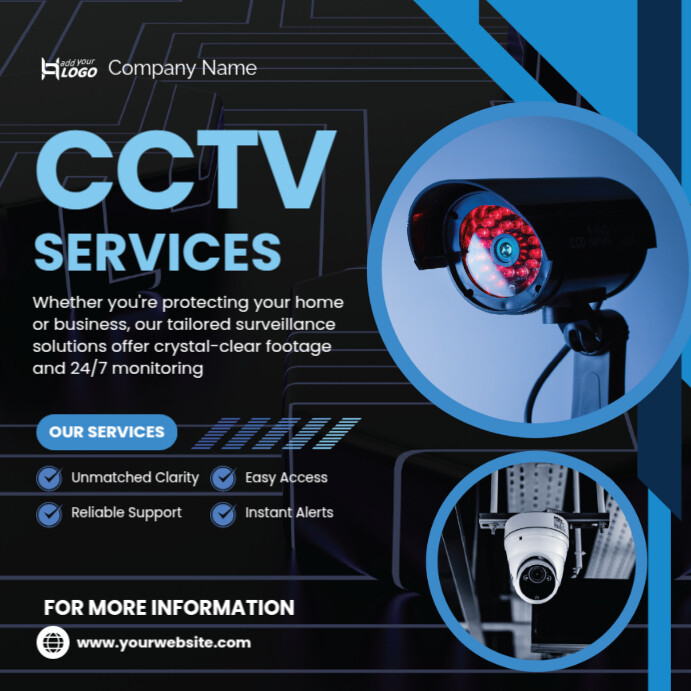 Black Professional Cctv Solutions Instagram Post Template | PosterMyWall