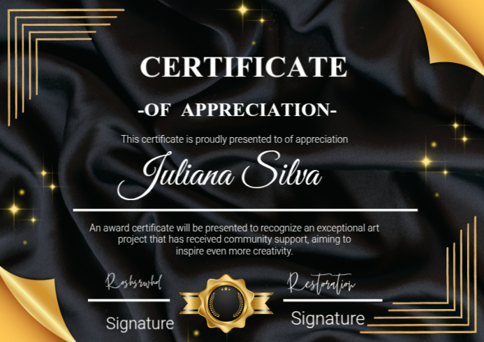 Black Professional Certificate Of Application A4 Template | PosterMyWall