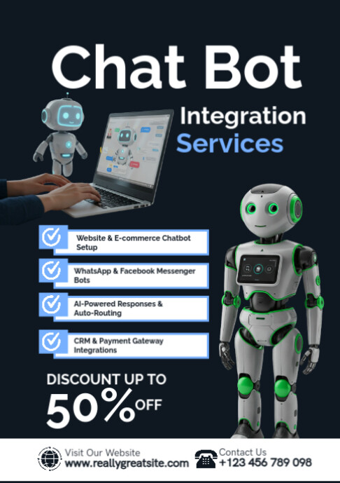 Copy of Black Professional Chatbot Integration Services Poster Template ...