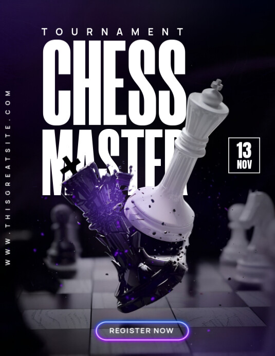 Plantilla de Black Professional Chessmaster Tournament Flyer (us Letter ...