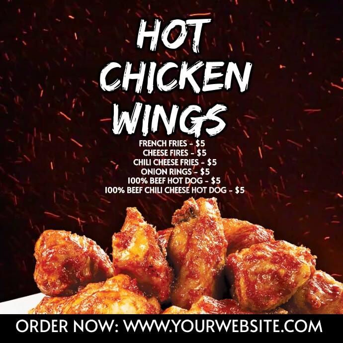 Black Professional Chicken Wings Instagram Po Template | PosterMyWall