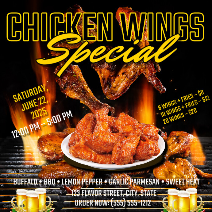 Copy of Black Professional Chicken Wings Special Instagram Post ...