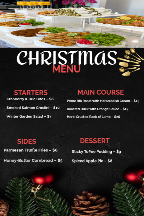 Plantilla de Black Professional Christmas Menu Pinterest Graphic ...