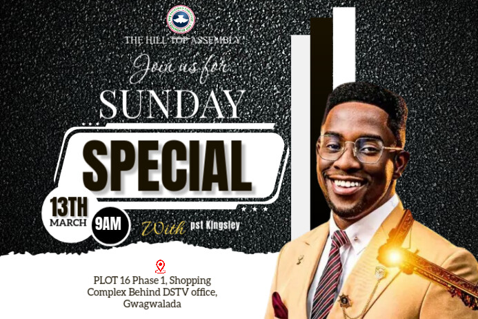 Black Professional Church Banner 4' × 6' Template | PosterMyWall