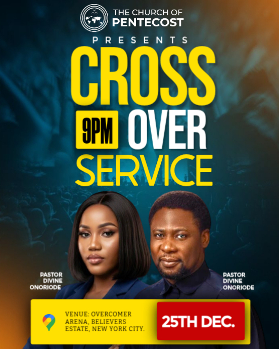 Black Professional Church Cross Over Service Flyers Instagram Portrait ...