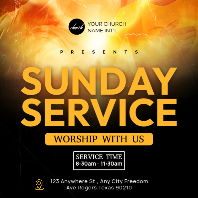 Black Professional Church Service Instagram Post Template | PosterMyWall