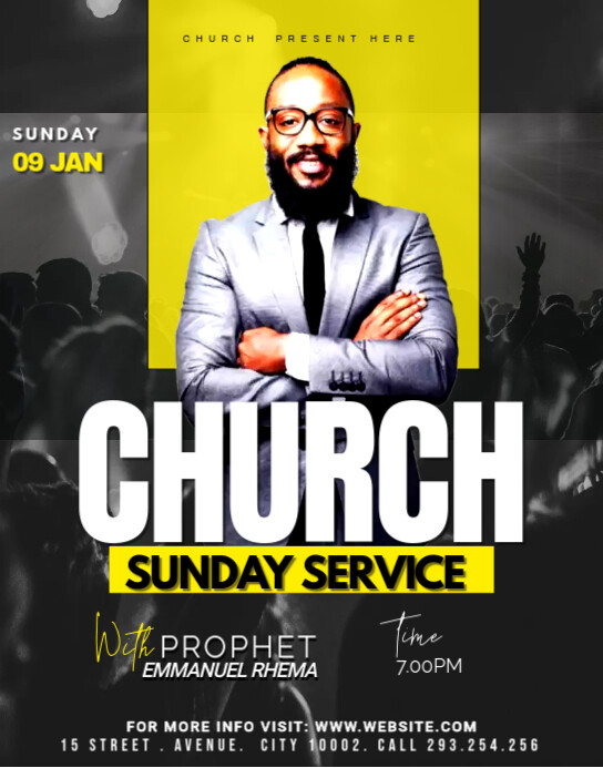 Black Professional Church Sunday Service Flyer Poster/wallboard ...