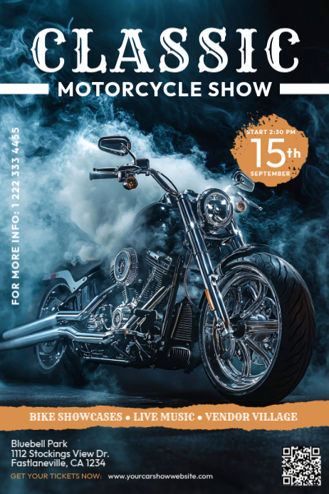Black Professional Classic Motorcycle Show Po Template | PosterMyWall